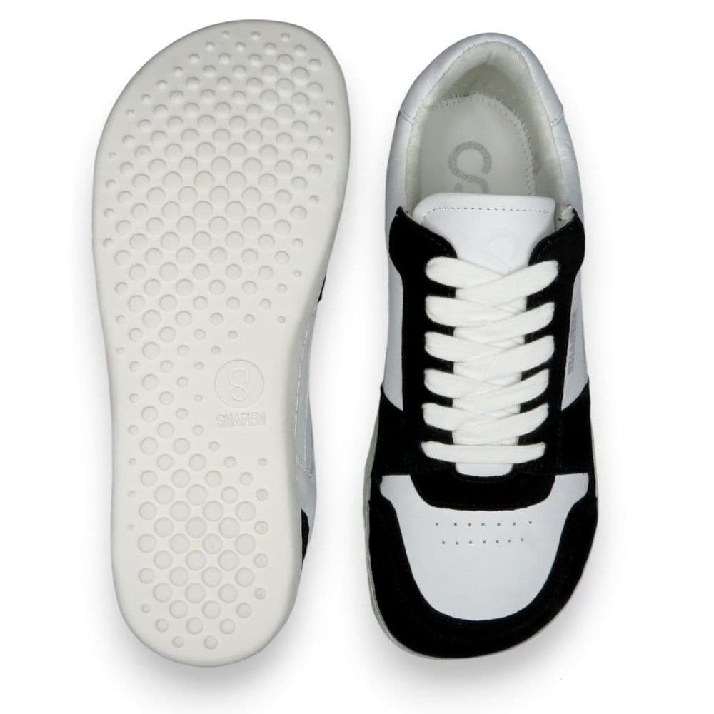 Shapen Re Wind Barefoot Leather Trainers Black & White