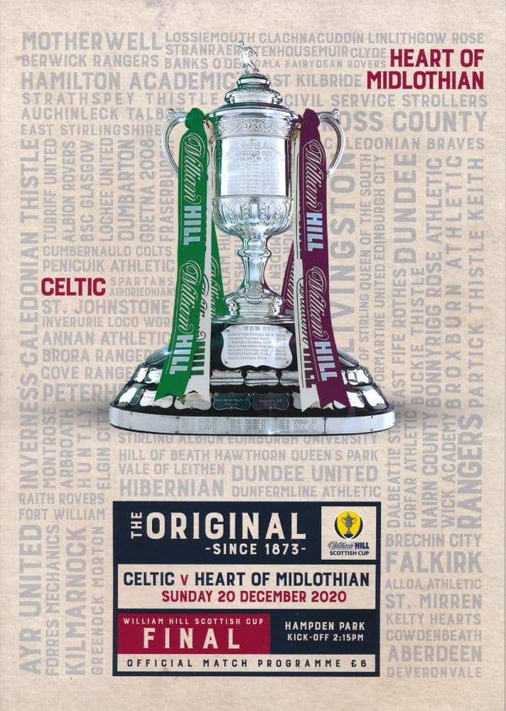 2020 Scottish Cup Final Celtic v Hearts - official match programme