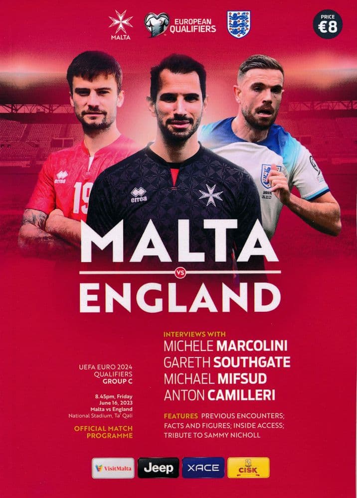 2023 Malta v England UEFA 2024 Qualifier - official match programme