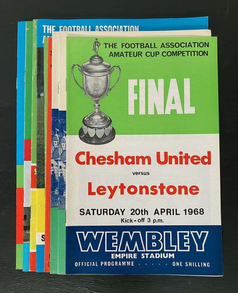 Collection of 10 different FA AMATEUR CUP FINAL football programmes