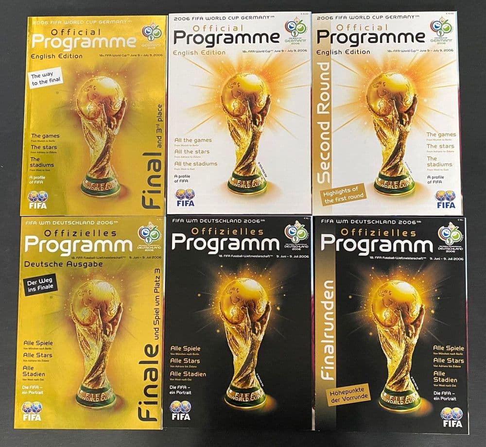 Complete set of all 6 World Cup 2006 official programmes from Germany