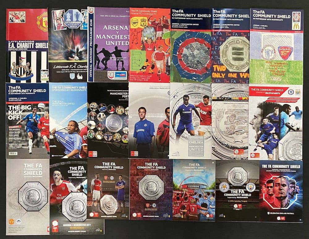 FA COMMUNITY SHIELD 1996 to 2022 - batch of 21 different football ...
