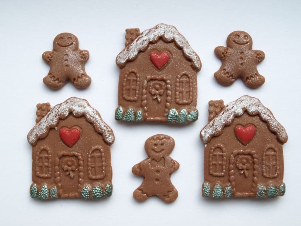 12x Christmas Edible Cupcake Cake Toppers - Fondant Gingerbread House ...