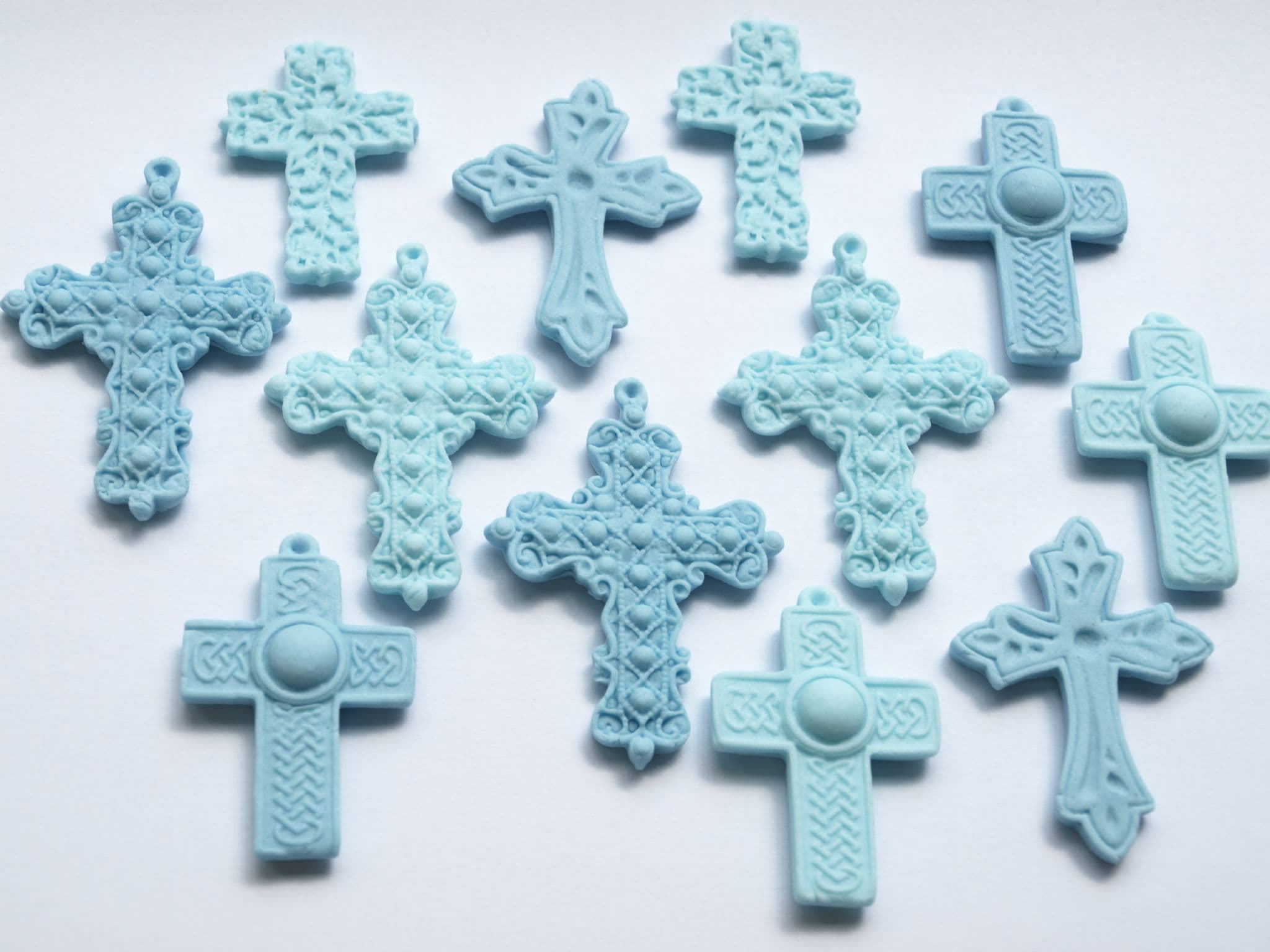 12x Edible Cross Blue Boy Christening Baptism - Fondant Cupcake Cake ...
