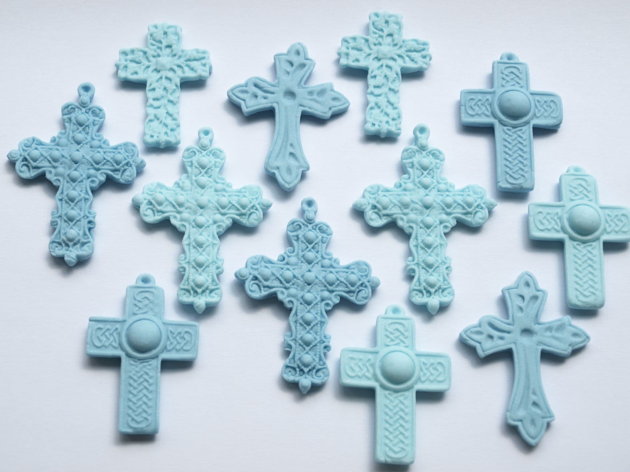 12x Edible Cross Blue Boy Christening Baptism - Fondant Cupcake Cake ...