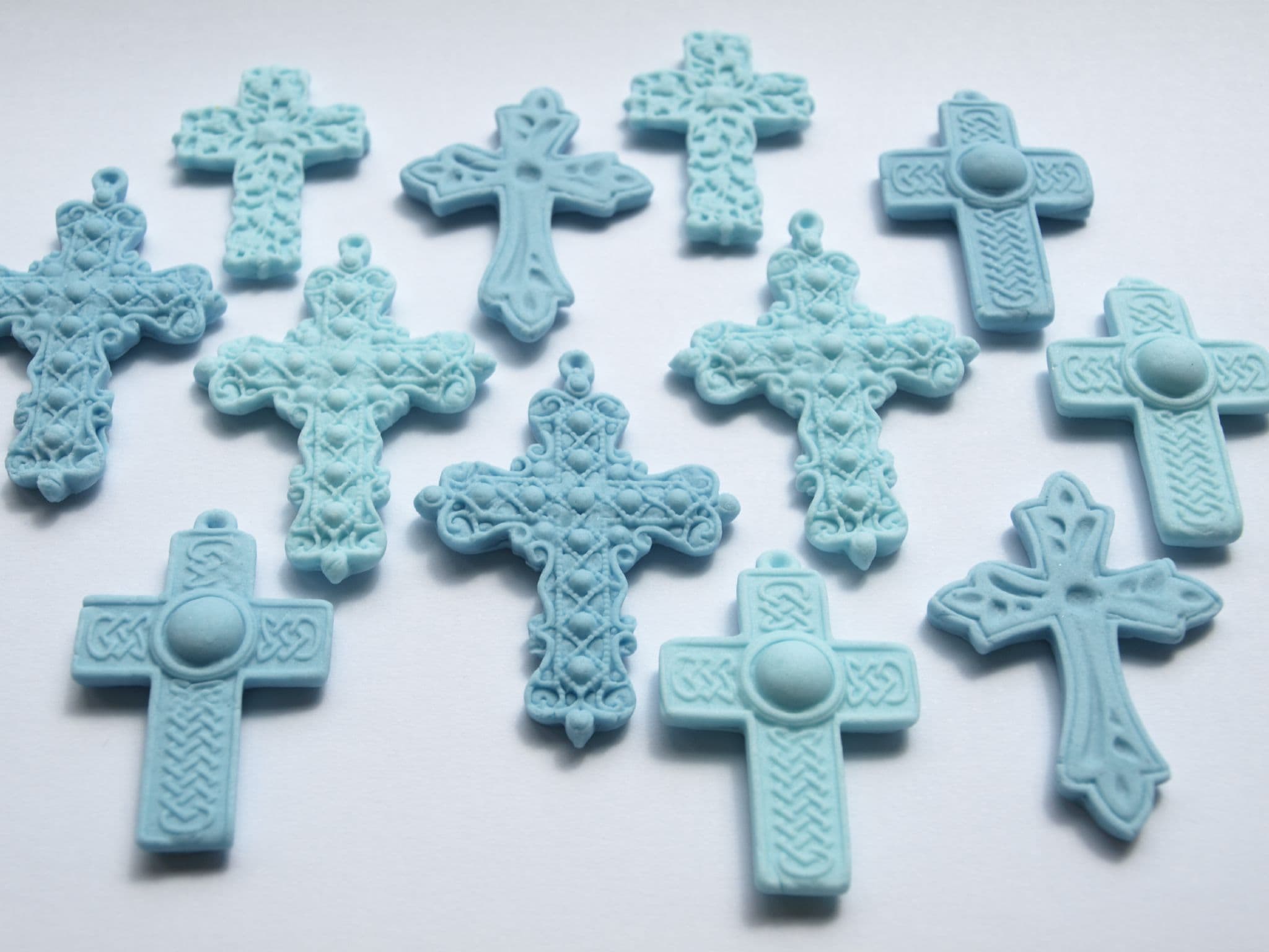 12x Edible Cross Blue Boy Christening Baptism - Fondant Cupcake Cake ...