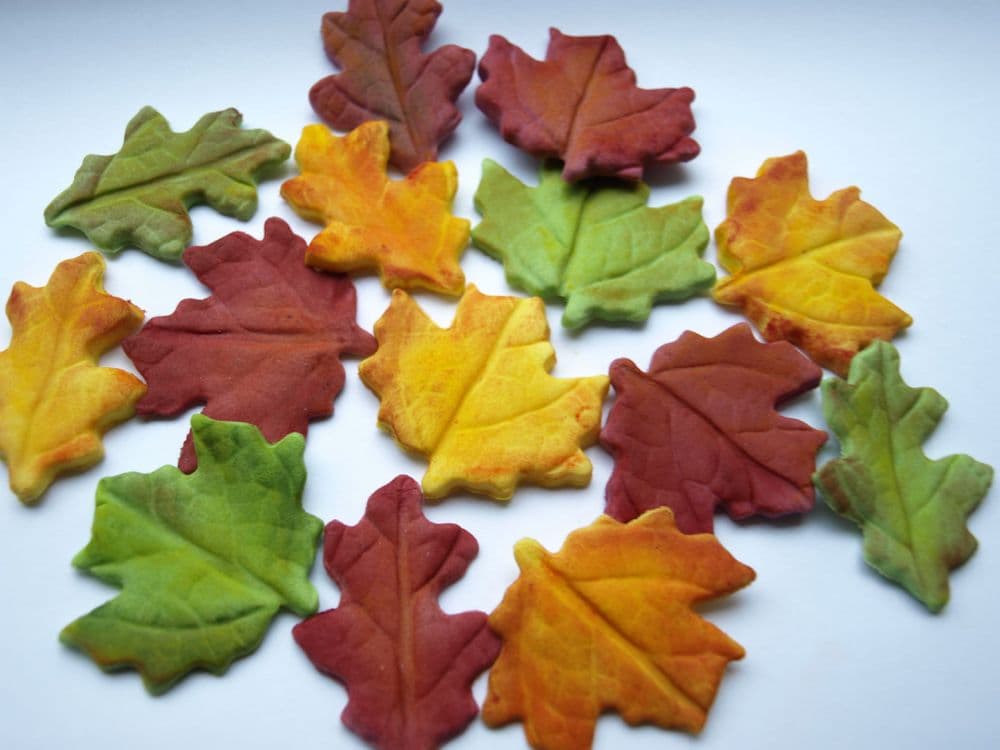 12x Edible Fall Maple Leaves- Autumn Cupcake Toppers Fondant Autumn ...