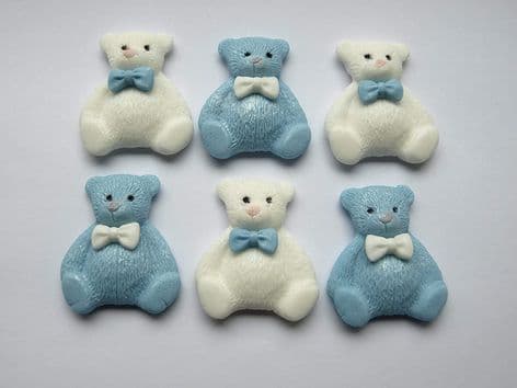 12x Teddy Bears - Fondant Edible Cupcake Cake Toppers - Baby Shower Boy ...
