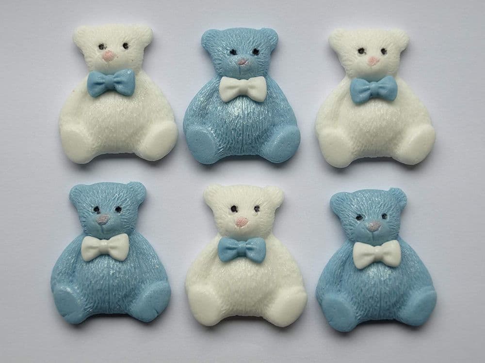 12x Teddy Bears - Fondant Edible Cupcake Cake Toppers - Baby Shower Boy ...