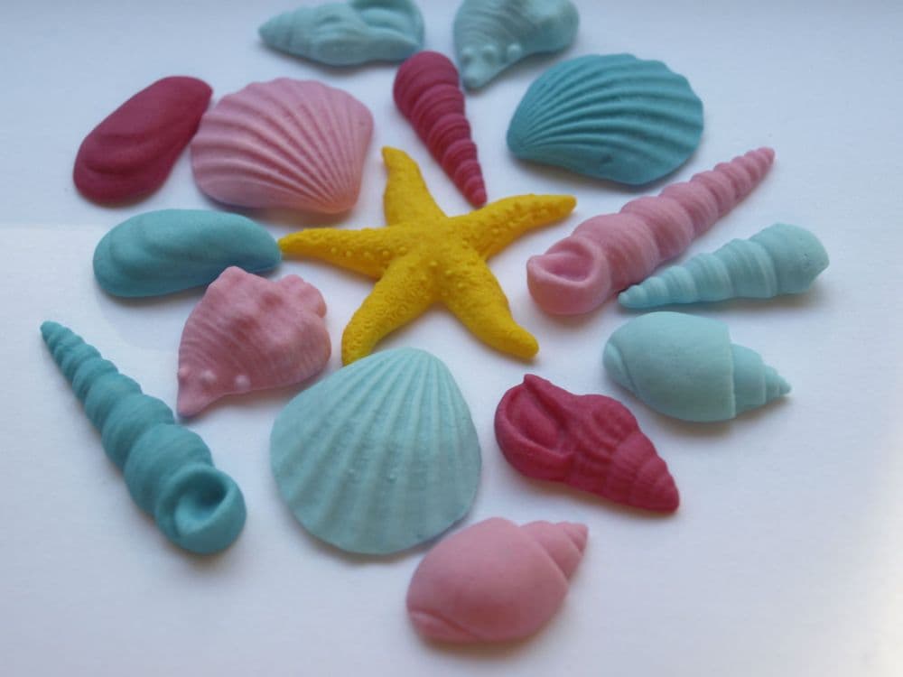 16x Edible Shells Little Mermaid Beach Girl Birthday Cupcake Décor ...