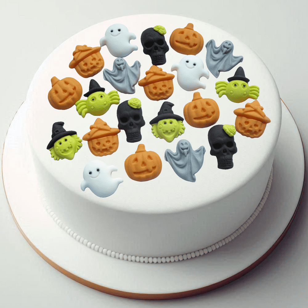 21x Halloween Cake Toppers Edible Cupcake Decorations Sugar Pumpkin ...