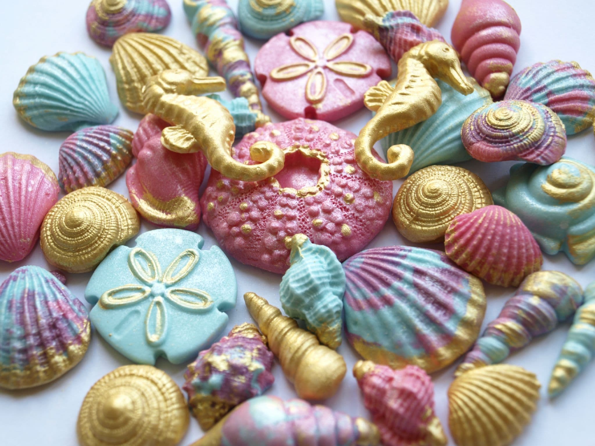 25x Edible Seahorse & Seashell Fondant Cake Toppers Rainbow Cake ...