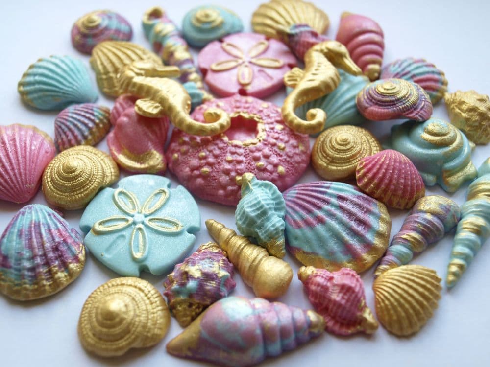 25x Edible Seahorse & Seashell Fondant Cake Toppers Rainbow Cake ...