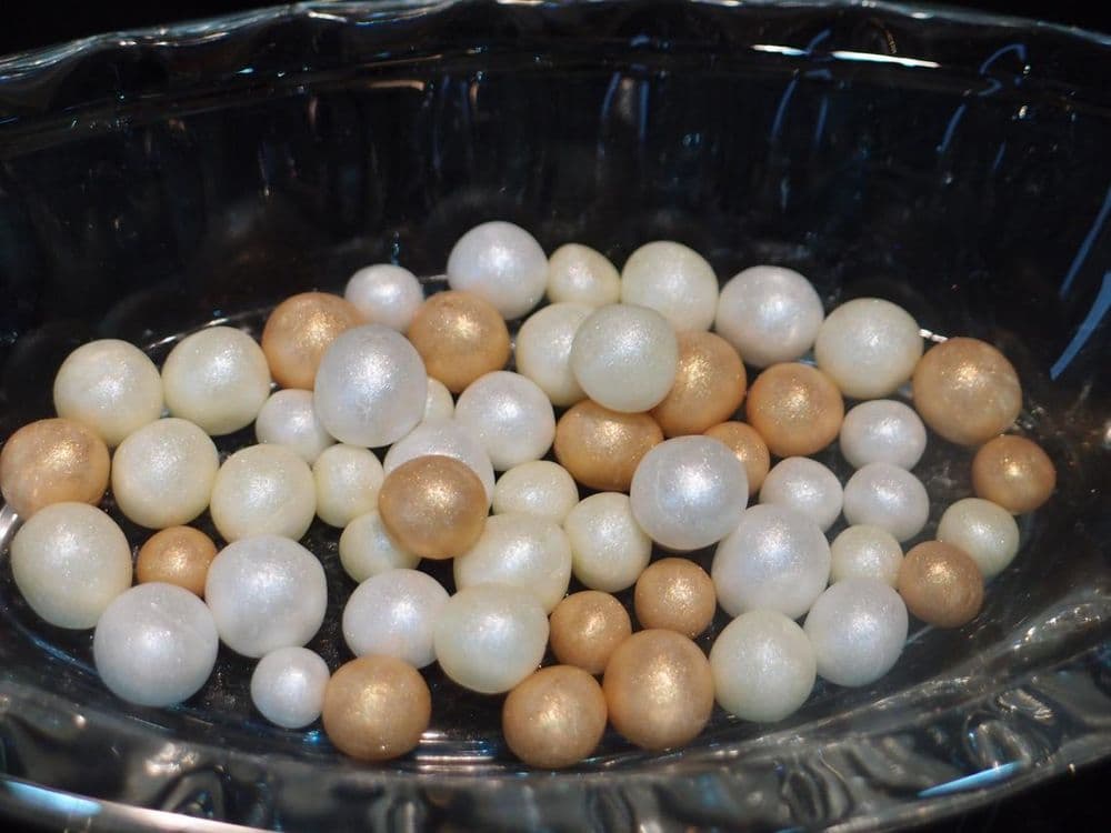50x Handmade Edible Pearls Fondant Wedding Cake Gold Ivory White by ...