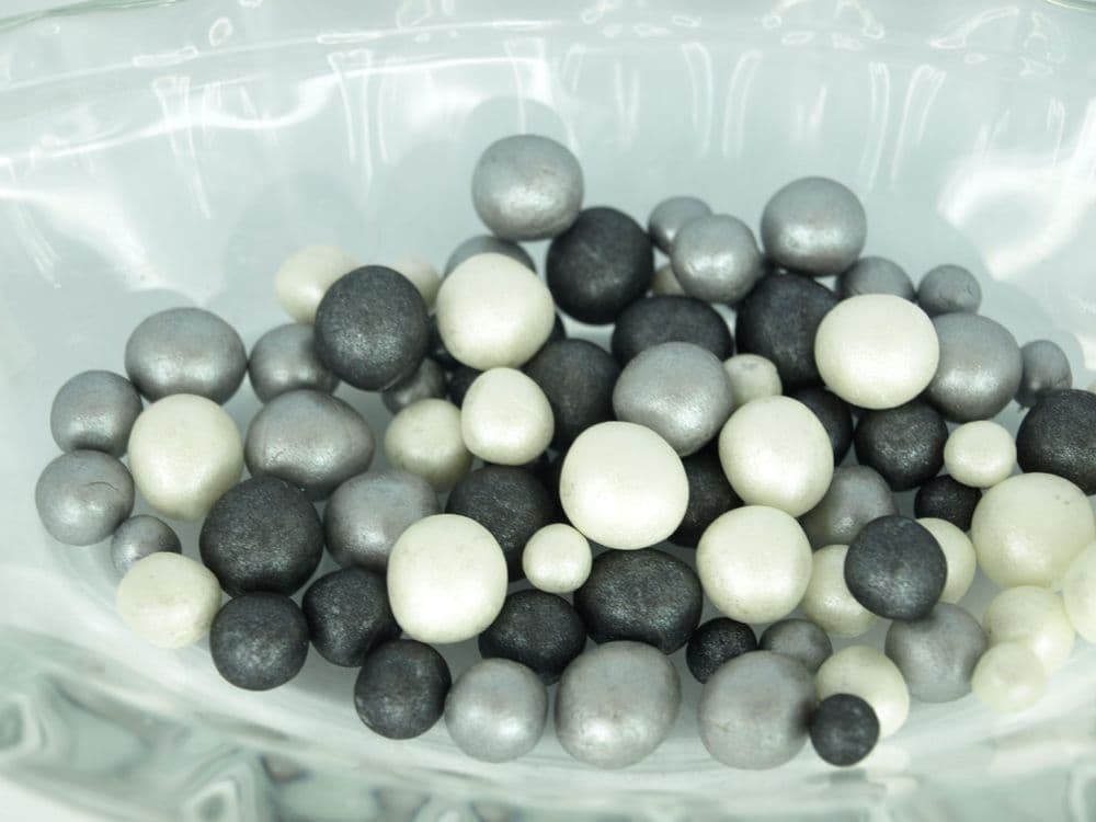50x Handmade Edible Pearls Fondant Wedding Cake Silver Black White