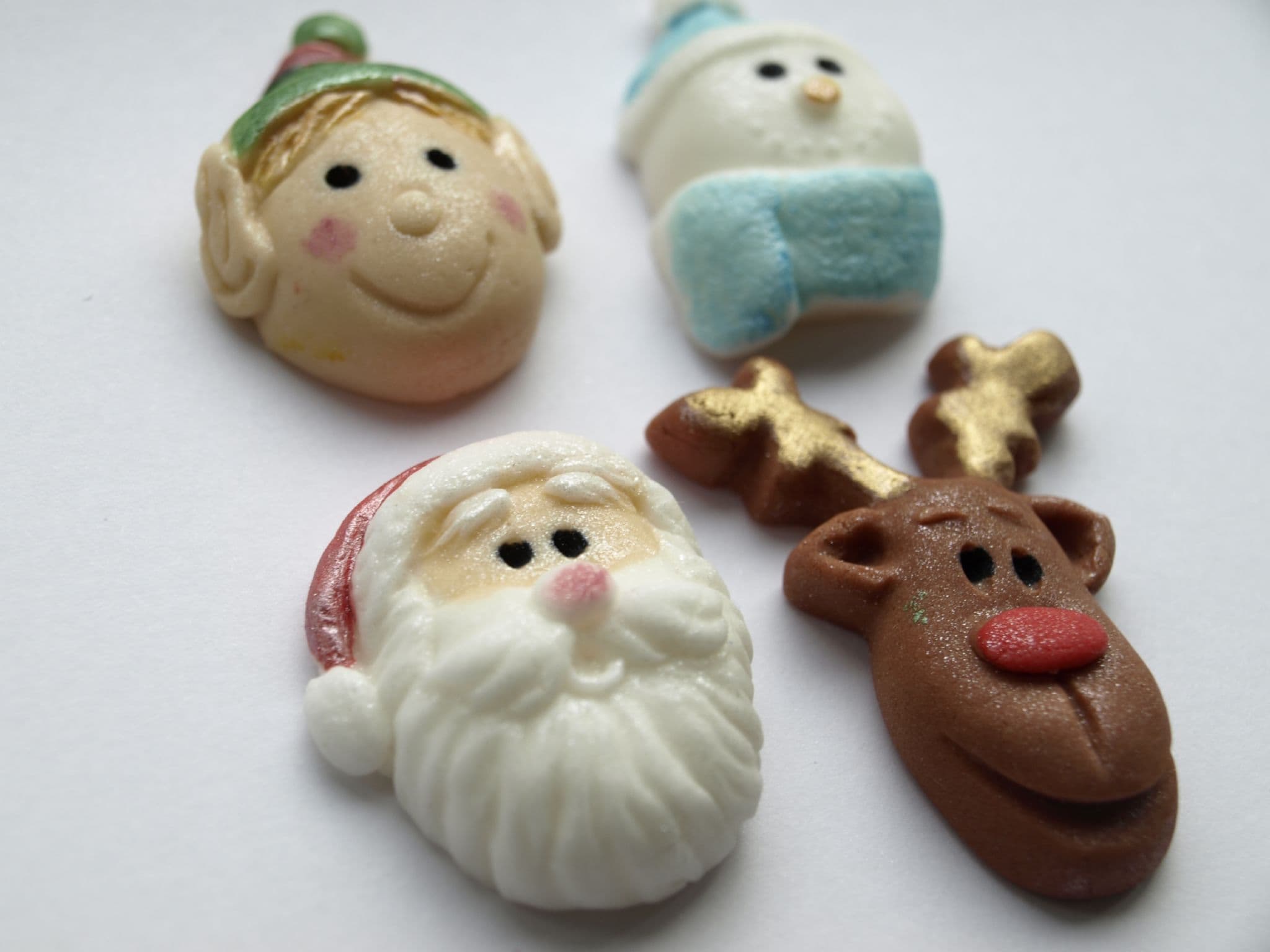 Christmas Edible Cupcake Cake Toppers - Fondant Santa Rudolph Elf and ...