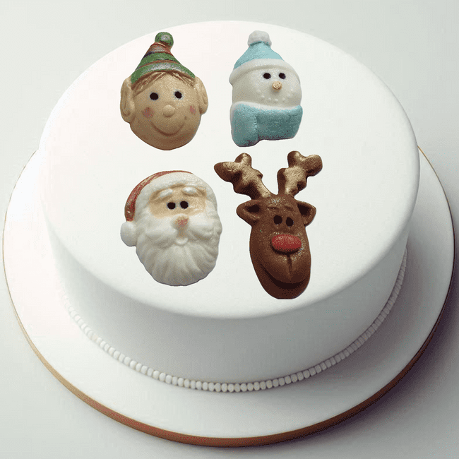 Christmas Edible Cupcake Cake Toppers - Fondant Santa Rudolph Elf and ...