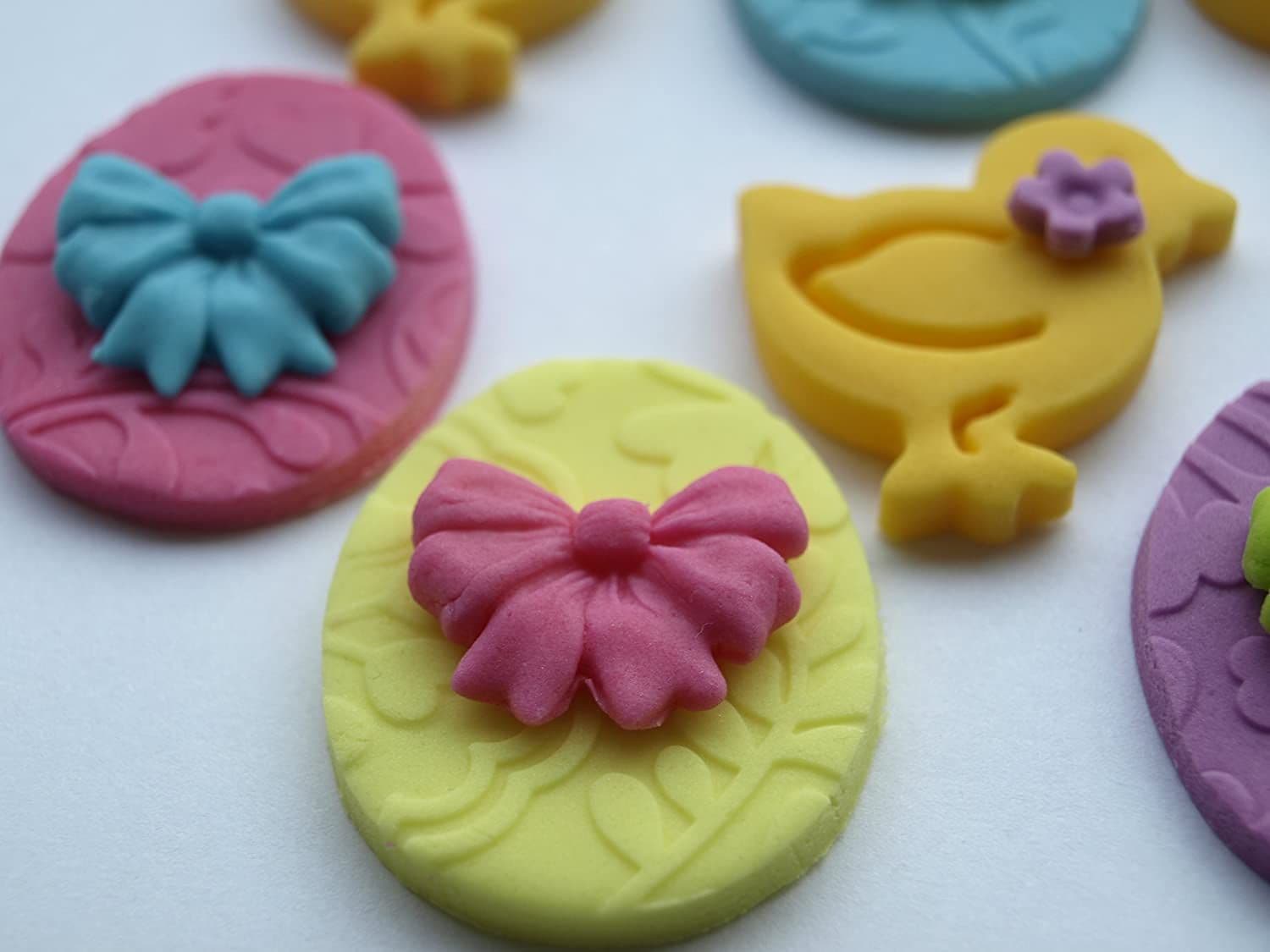 Edible Easter Chicks Easter Eggs Cupcake Topers Fondant Decorations ...
