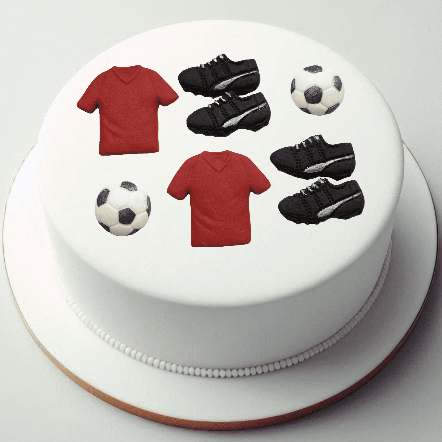 Football Team Shirt FC Ball and Shoes - Fondant Edible Cupcake Cake Toppers