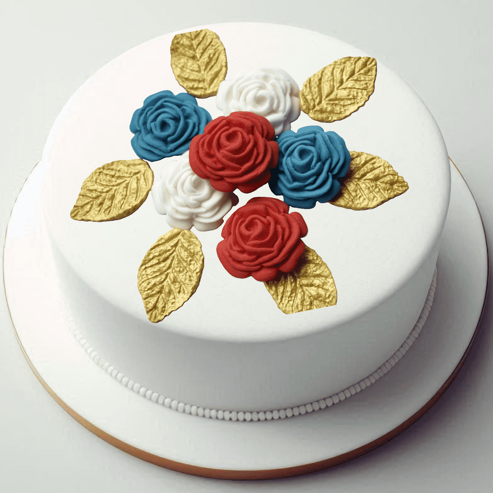 Kings Coronation Cake Decorations Cupcake Toppers Red Blue White Roses ...