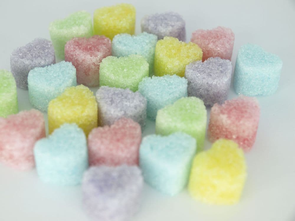 Pastel Coloured Petite Heart Shaped Sugar Cubes Pack of 24 Rainbow Cake ...