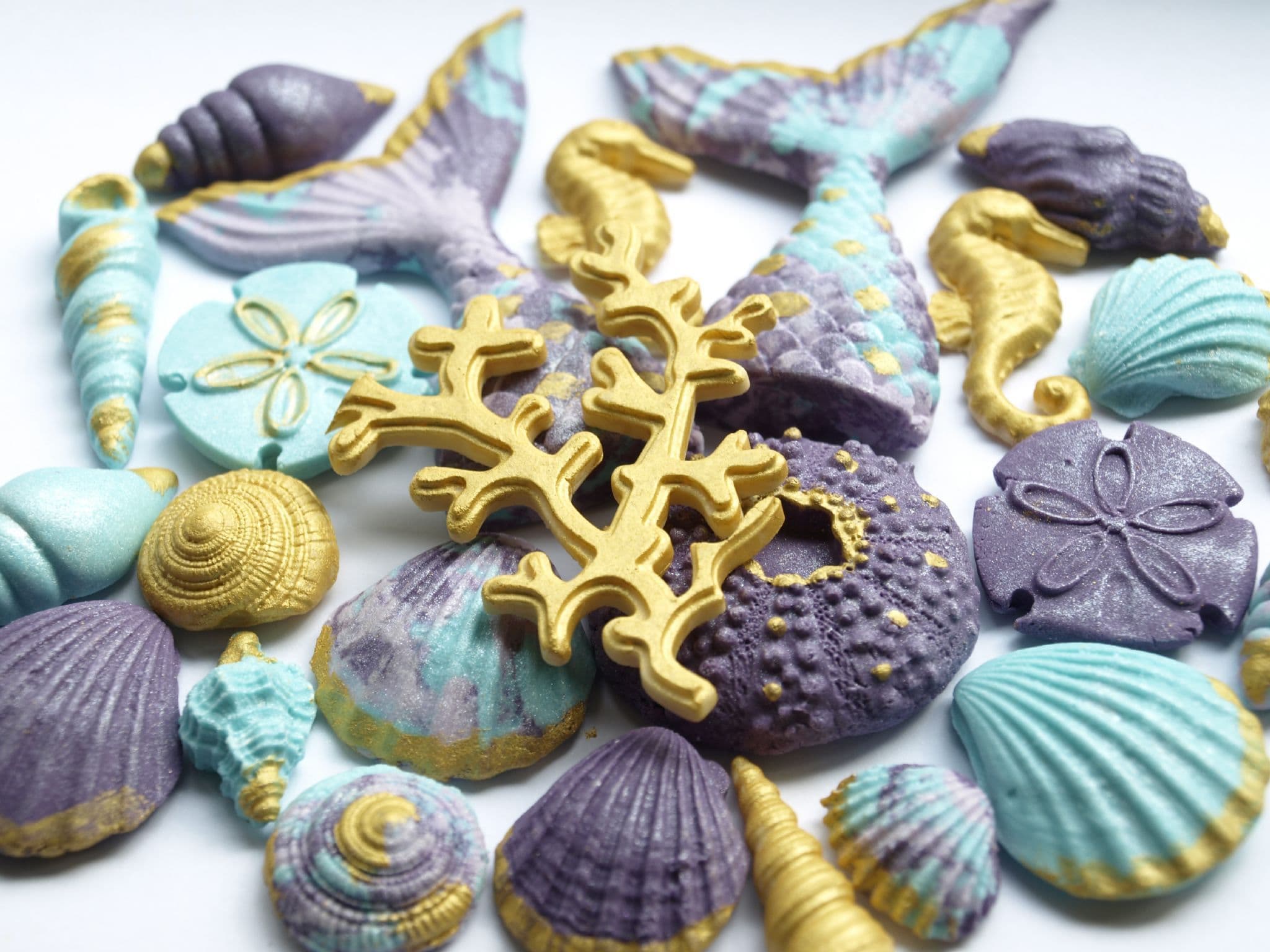 Under the Sea Edible Mermaid Tail Seashells Nautical - Fondant Cupcake ...