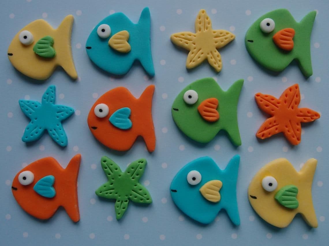 Under The Sea Party Fish Starfish Edible Cupcake Cake Toppers