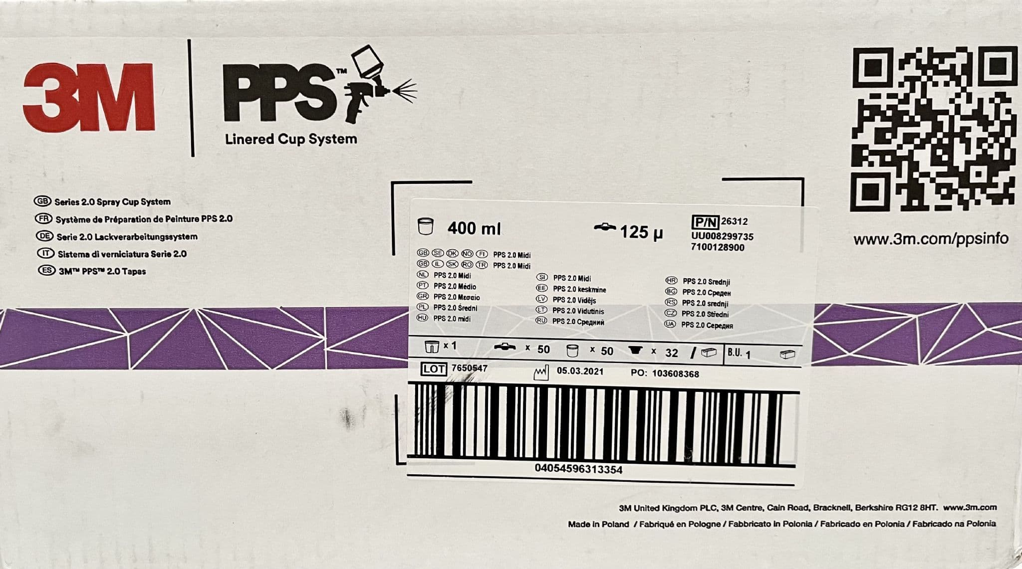 3M 16312 PPS 400ml 125 micron Series 2 Box of 50