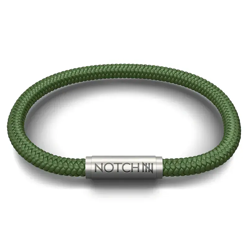 Solid Green Cord Notch Bracelet