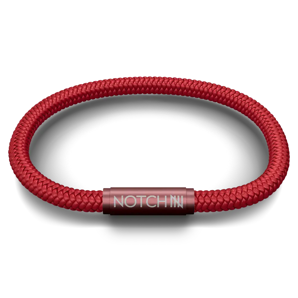 Solid Red Cord Notch Bracelet with Red Clasp