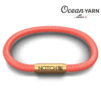 Sustainable Ocean Yarn Coral Crush Notch Bracelet with Brass Clasp