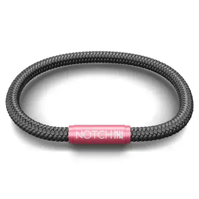 Sustainable Ocean Yarn Orca Notch Bracelet with Pink Clasp