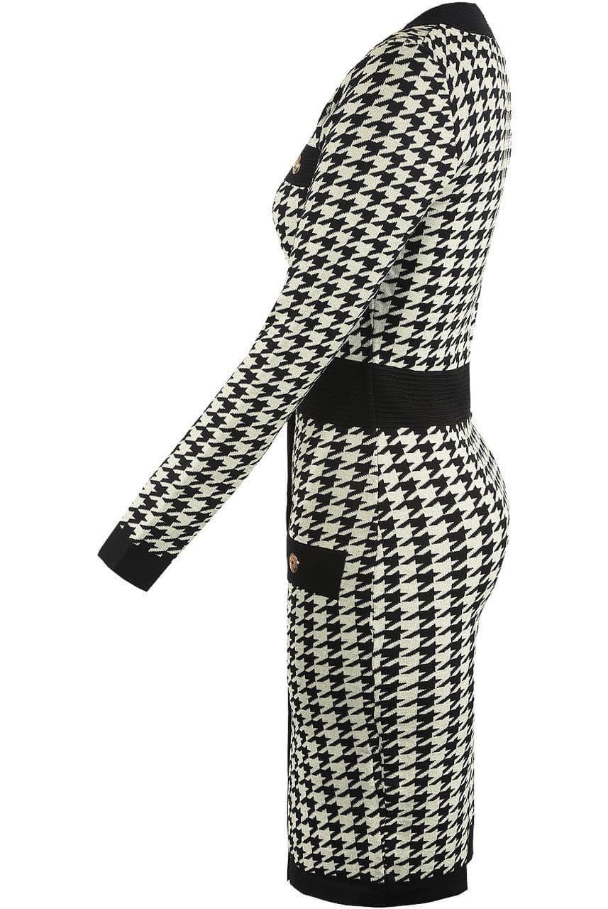 Zara Gold Dog Tooth Bodycon Dress