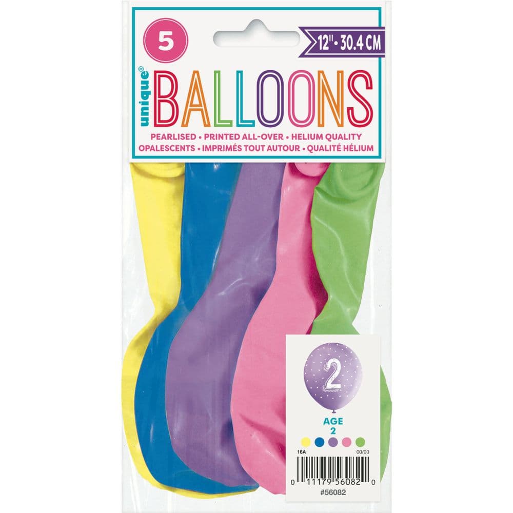2nd Birthday Multi Coloured Latex Balloons