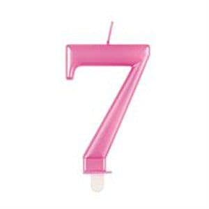 Bright Pink Number 7 Candle