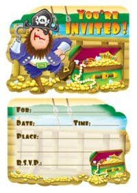 Pirates party shaped invites