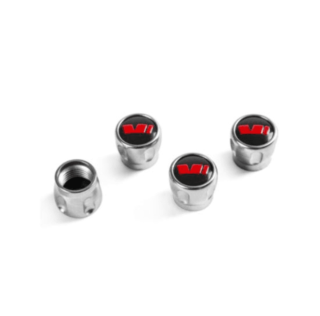 Skoda VRS Chrome Red & Black Valve caps with VRS Logo
