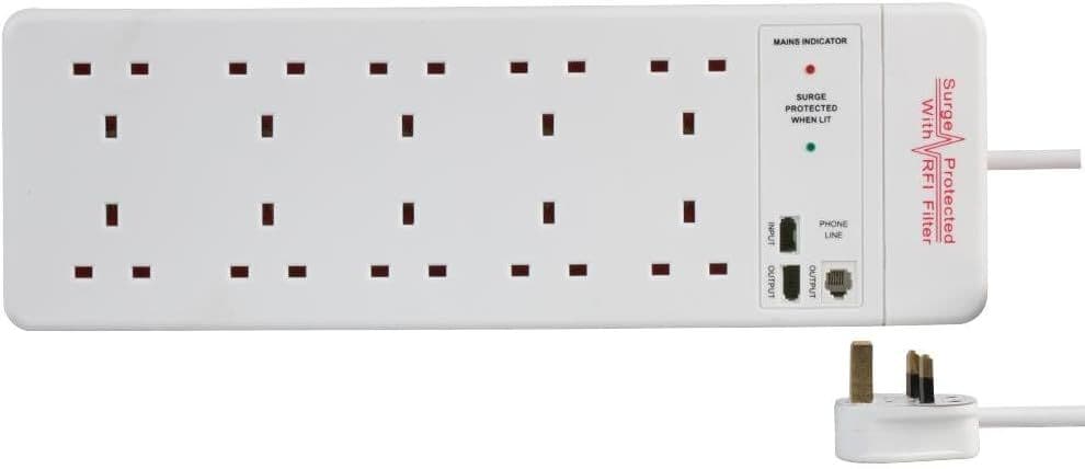 10 Gang Surge Protected Extension Lead 2m
