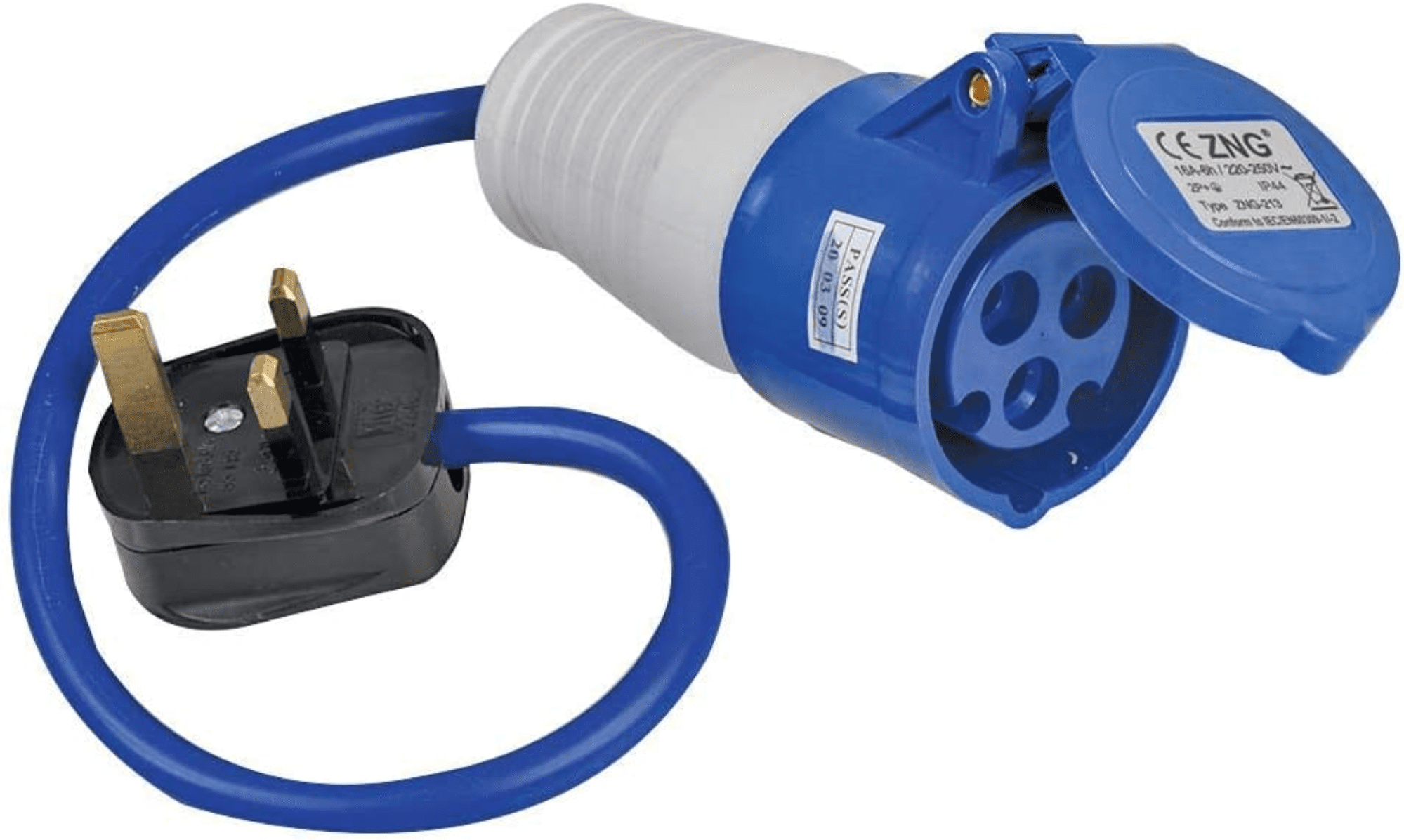 16A 230V 1 Gang 13A Mains Plug to CEE Socket Extension Lead 2P E 350mm