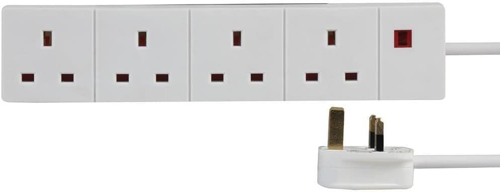 4 Gang Way 0 5M Power Indicator Extension Power Lead Wall Mount