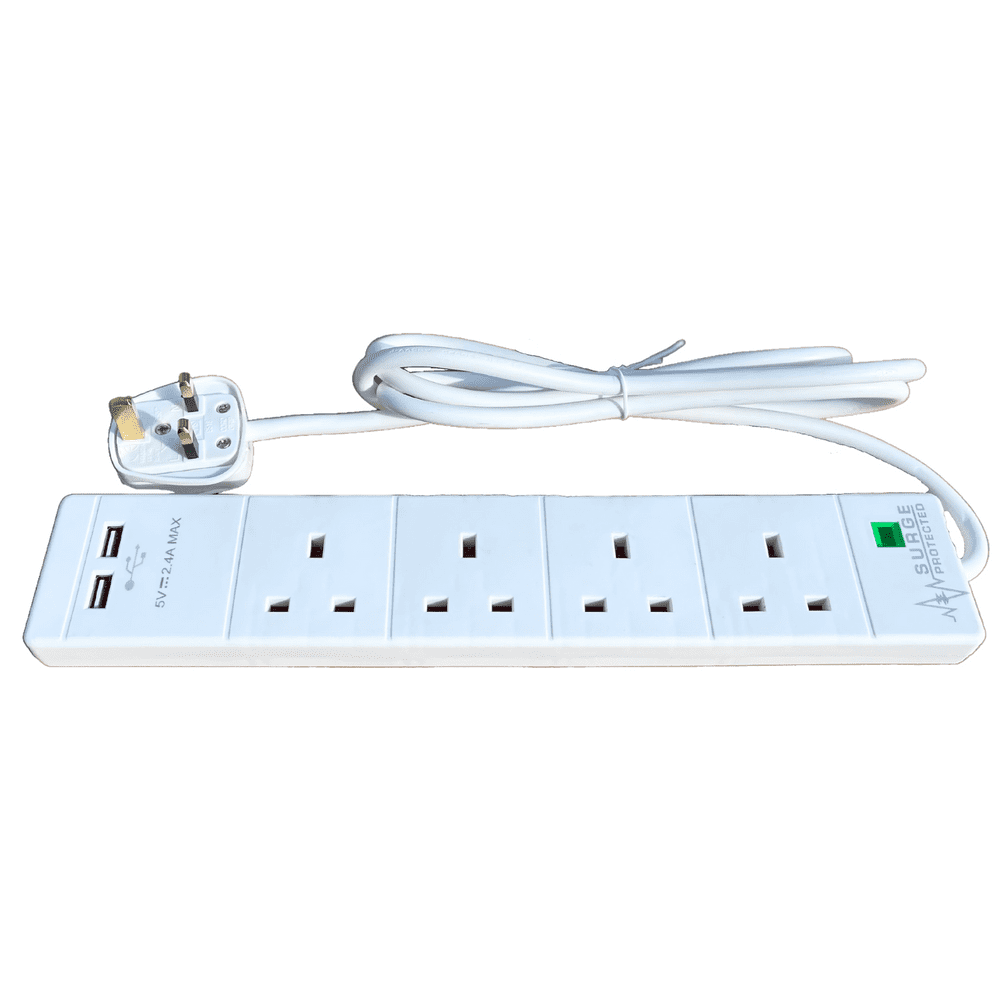 ShaniTech 4 Gang Way Travel Adaptor Extension Lead 1M Light Weight for ...