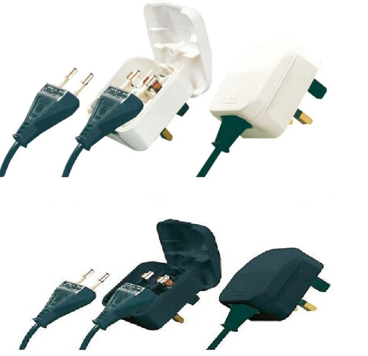 Euro Europe to UK Plug Converter 2 to 3 Pins 5A Fused BLACK Adapter BS5733