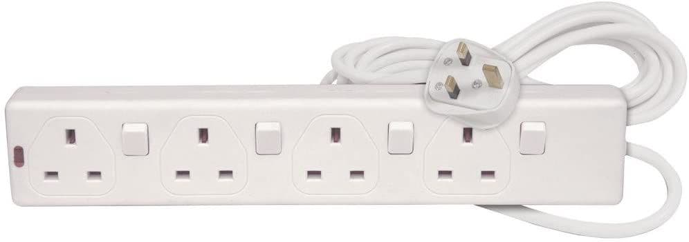 Extension Lead 4 Way 2m 4 Gang I/Switch