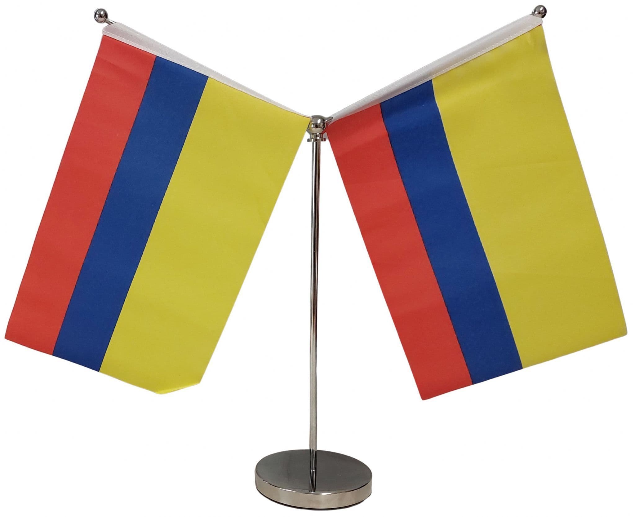 Colombia Double Chrome Table Flag | Free UK Delivery | NWFlags