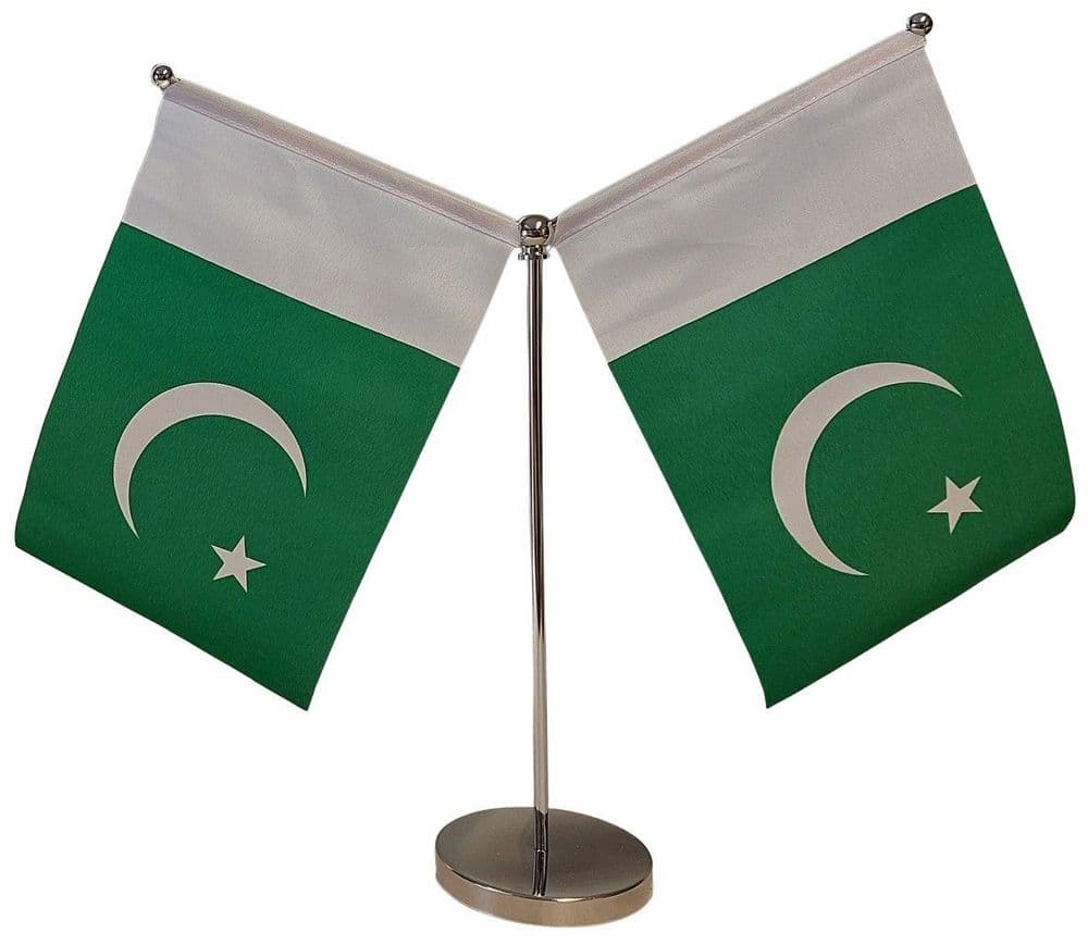 Pakistan Double Chrome Table Flag | Free UK Delivery | NWFlags