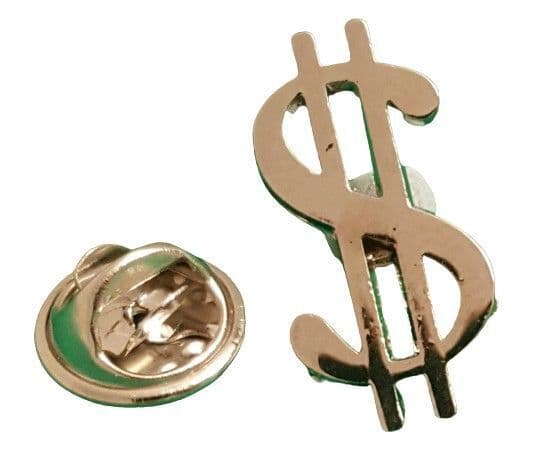 Dollar Sign Chrome Plated Badge | Buy Dollar Sign Chrome Pin Badge