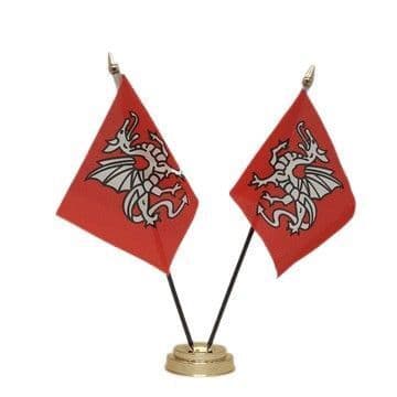 Buy English White Dragon Double Table Flag | NWFlags