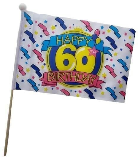 Happy 60th Birthday Hand Flag | Buy Happy 60th Birthday Hand Flag