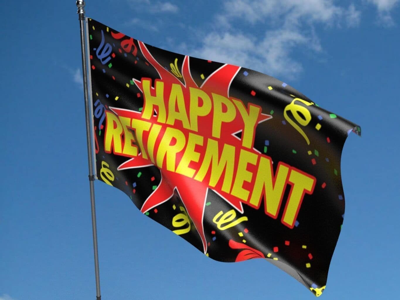 Happy Retirement Black Flag | Buy Happy Retirement Black Flag