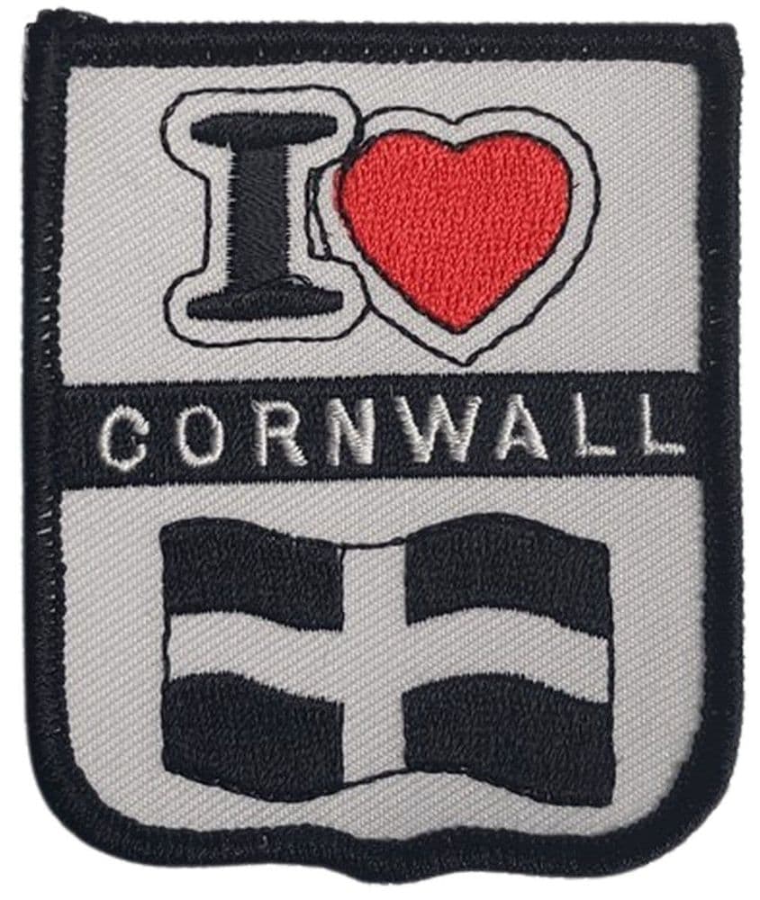 I Love Cornwall Shield patch | Buy I Love Cornwall Shield patch